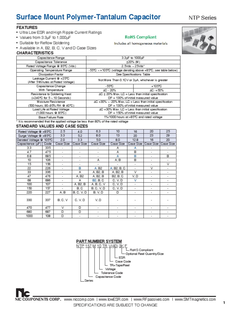 Datasheet | PDF | Capacitor | Electricity