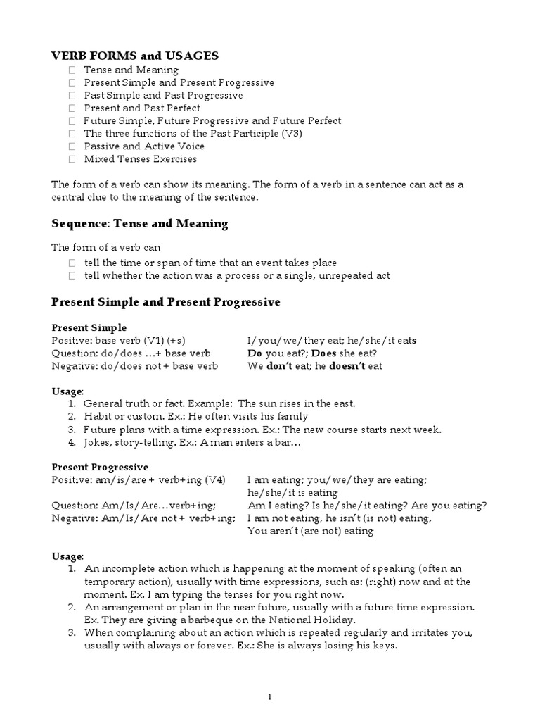 Understanding Verb Forms and Usage: A Comprehensive Guide to Verb ...