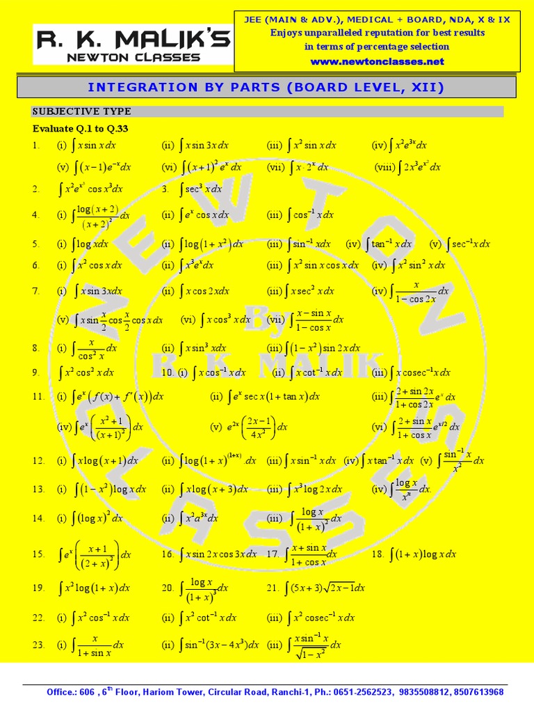 BL Integration by Parts | PDF