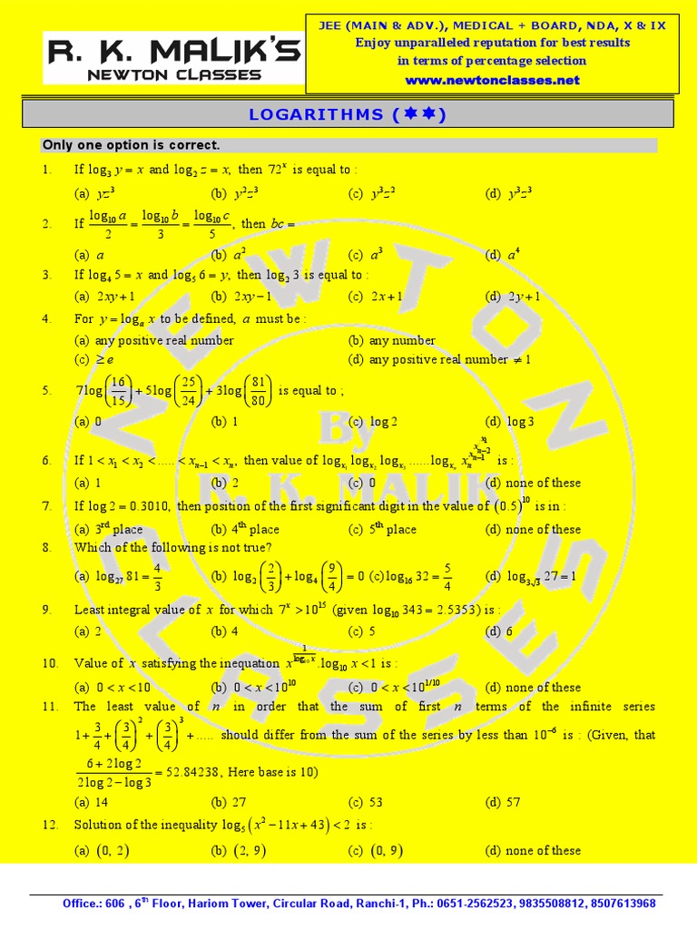 Logarithms | PDF | Logarithm | Infinity