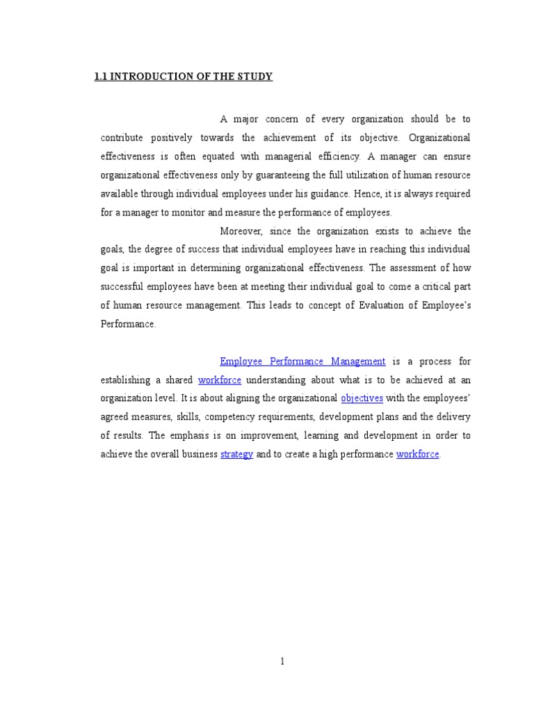 1.1 Introduction of The Study: Employee Performance Management ...