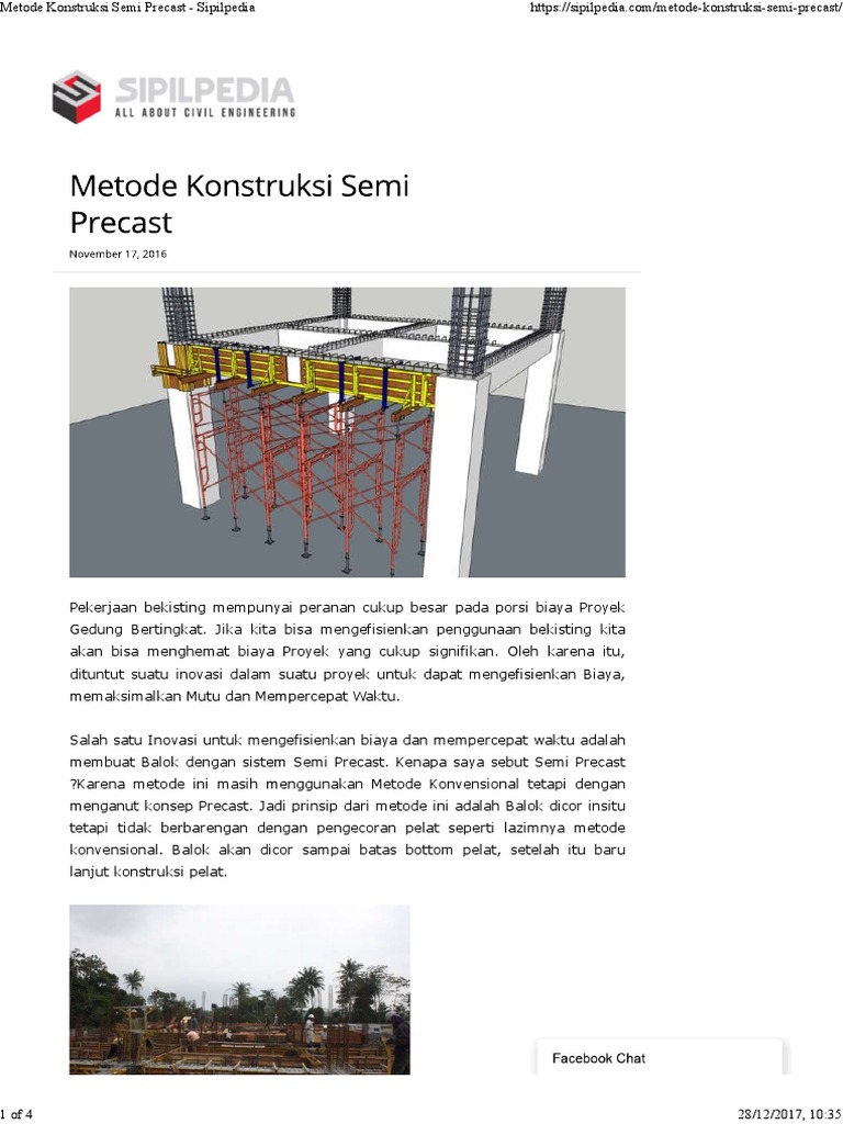 Metode Konstruksi Semi Precast - Sipilpedia | PDF