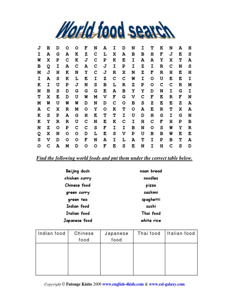 World Food Wordsearch PDF | PDF