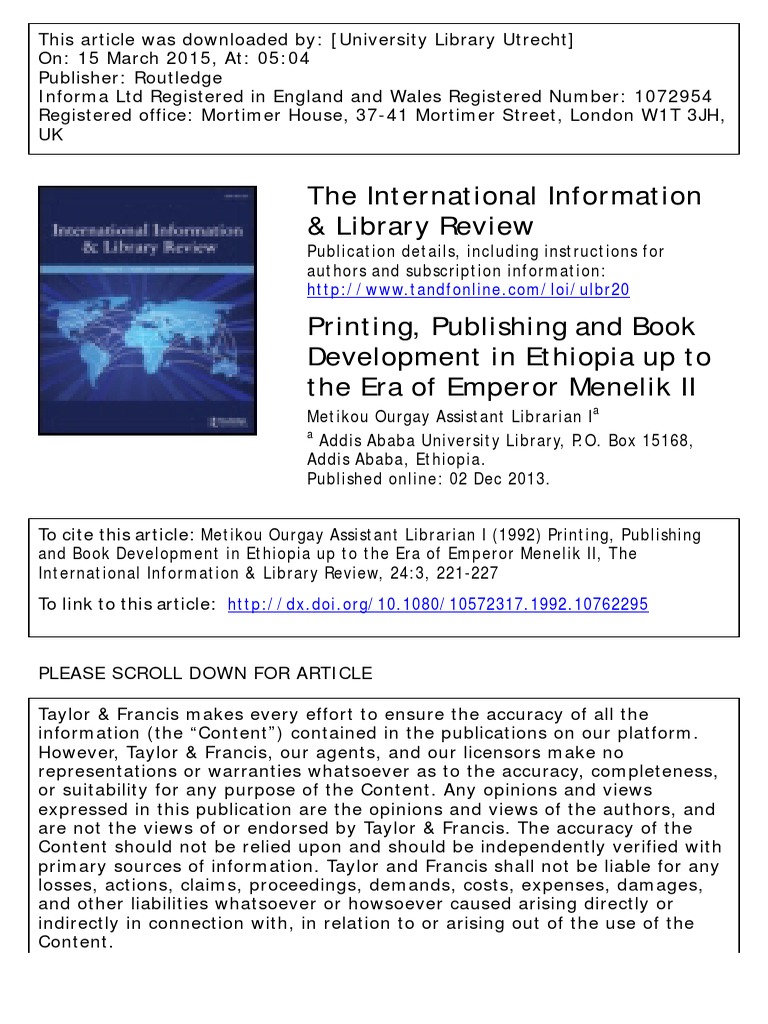The International Information & Library Review | PDF | Ethiopia | Eritrea