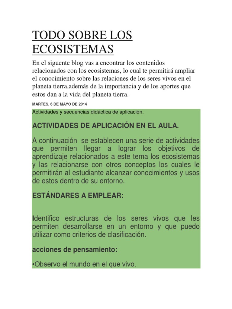 Todo Sobre Los Ecosistemas | PDF | Ecosistema | Calentamiento global