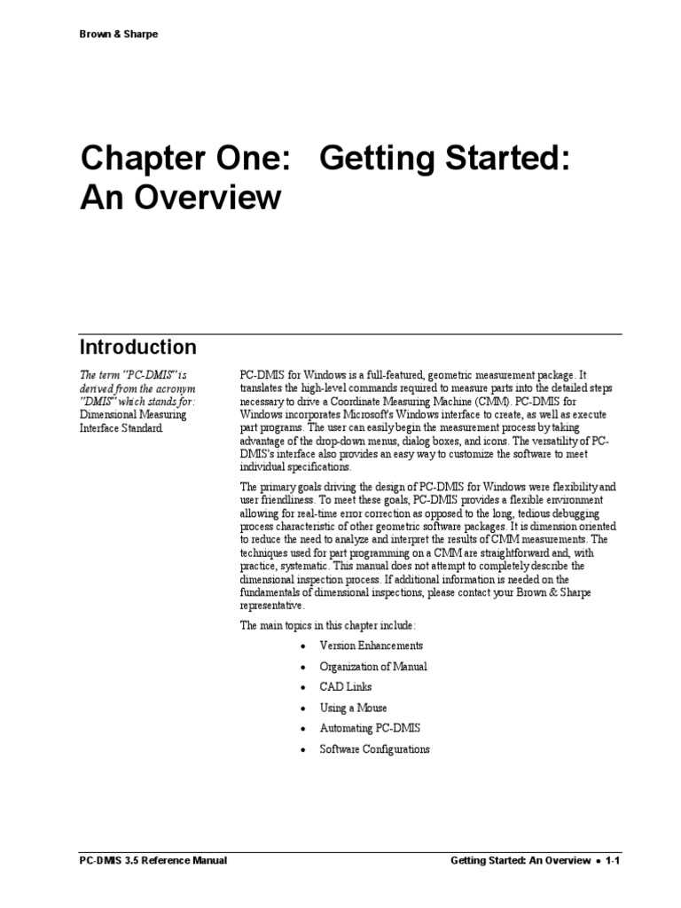 Chapter One: Getting Started: An Overview: Brown & Sharpe | PDF | Menu ...