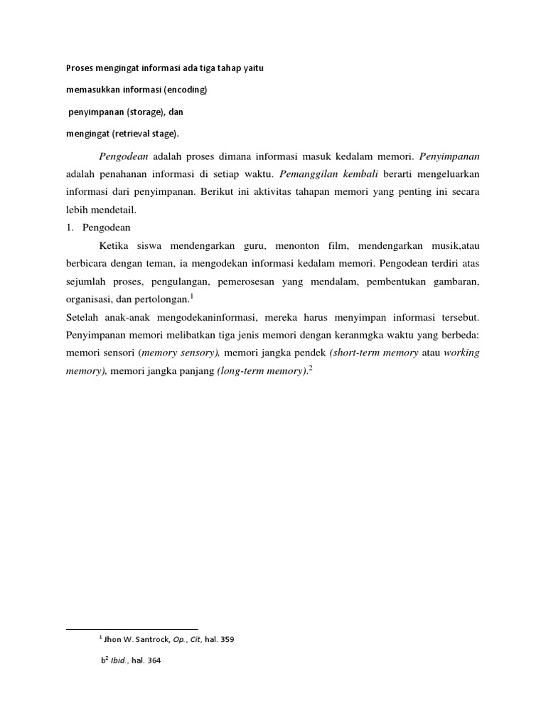 Proses Tiga Tahap Memori Manusia | PDF