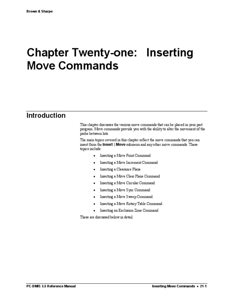Chapter Twenty-One: Inserting Move Commands: Brown & Sharpe | PDF | Menu (Computing) | Button ...