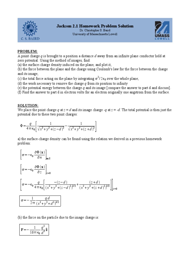 Physics Homework Solutions | PDF | Electronvolt | Electrostatics