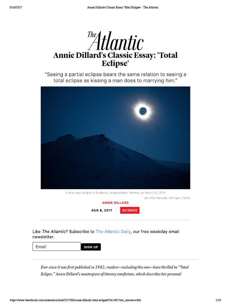 Total Eclipse by Annie Dillard | PDF | Sky | Sun
