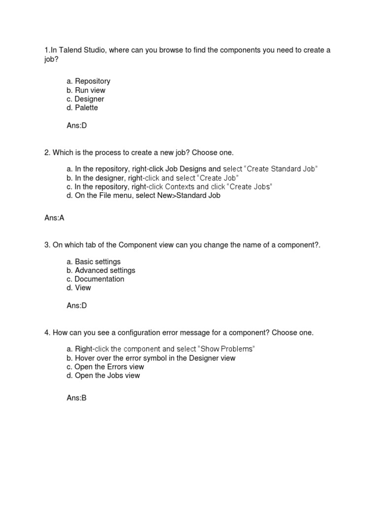 Talend Faq | PDF | Tab (Gui) | C (Programming Language)