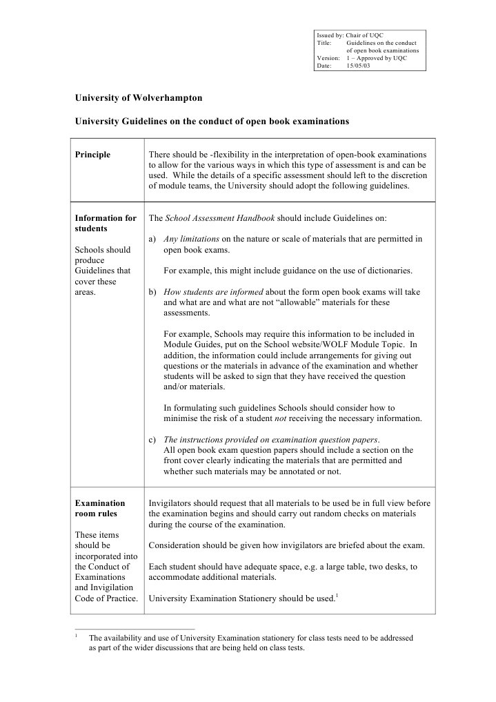 Guidelines On Open Book Examinations | PDF | Test (Assessment ...