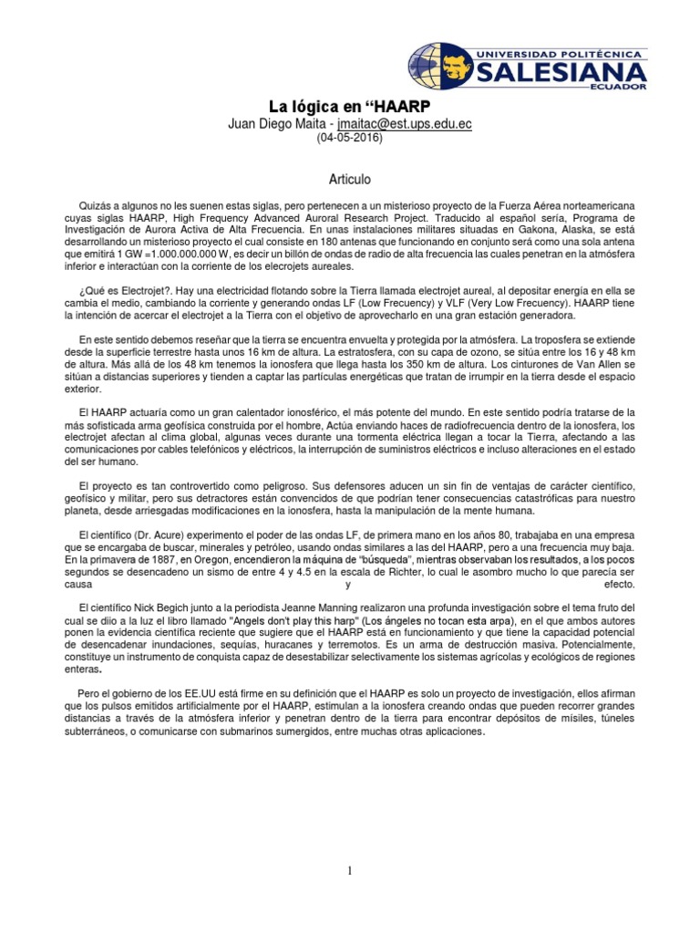 Proyecto (Haarp) | Descargar gratis PDF | Tierra | Naturaleza