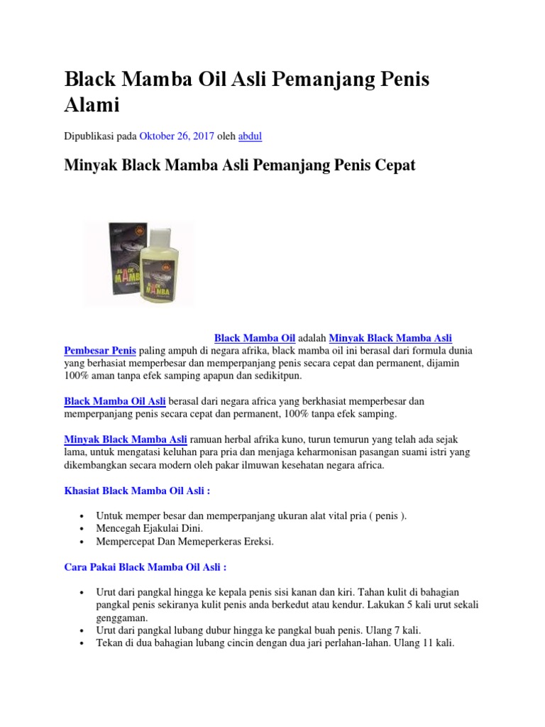 Black Mamba Oil Asli Pemanjang Penis Alami | PDF