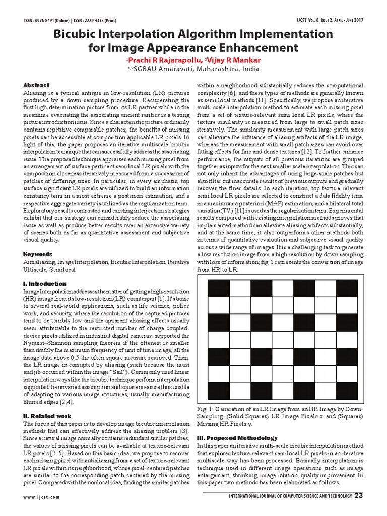 Bicubic Interpolation Algorithm Implementation For Image Appearance Enhancement Pdf 
