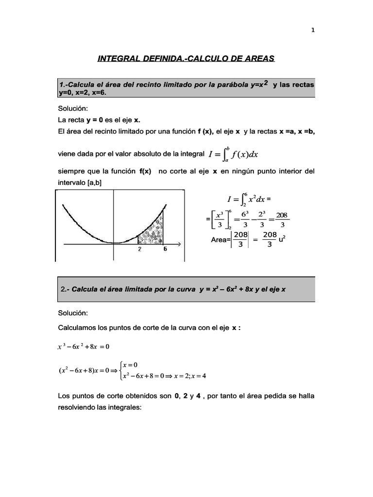 Cálculo de Áreas con Integrales Resueltos | PDF | Integral | Línea ...