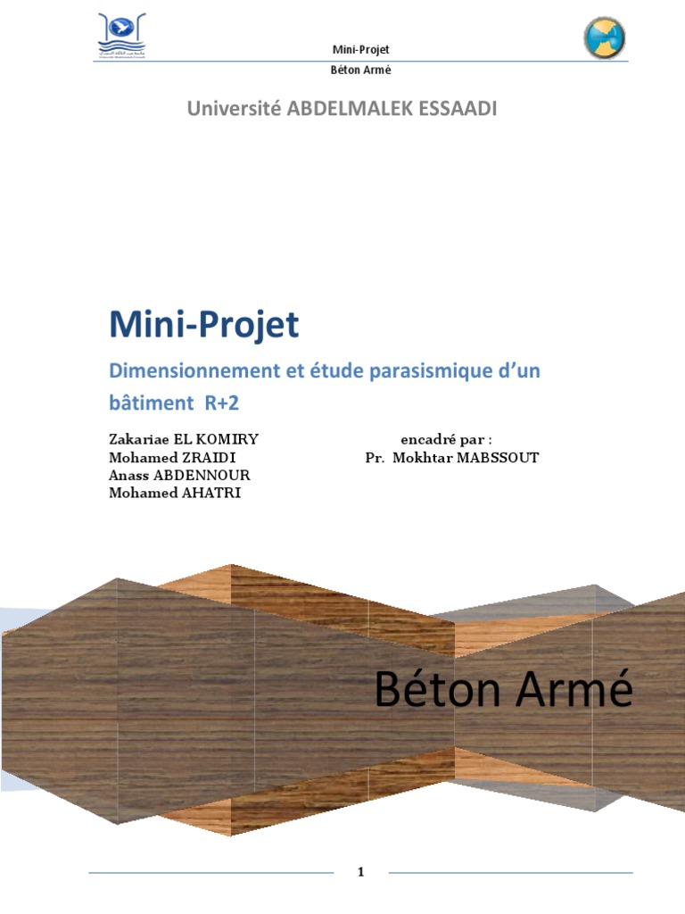 Projet D Un Batiment R+2 Zaki Ahatri Annas Zraidi PDF | PDF | Béton ...