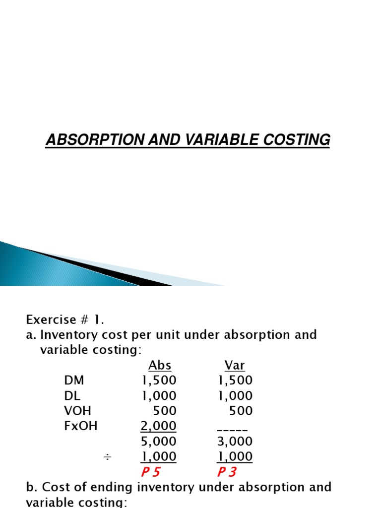Absorption vs. Variable Costing Guide | PDF | Inventory | Financial ...