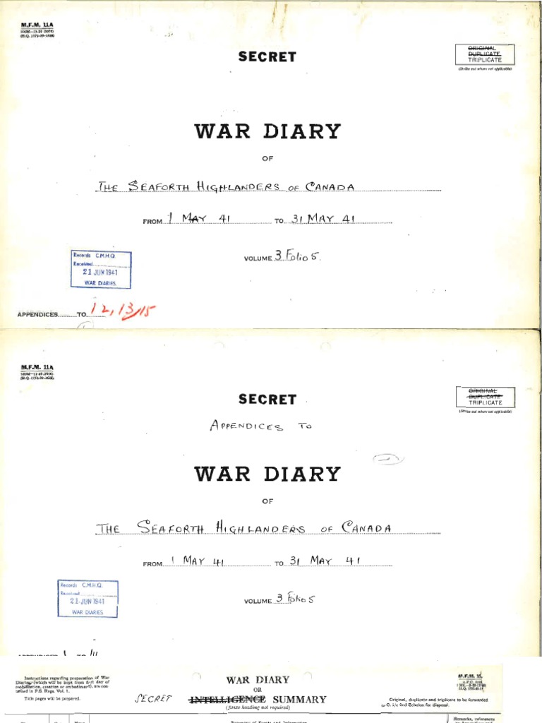 War Diary - May 1941 | PDF