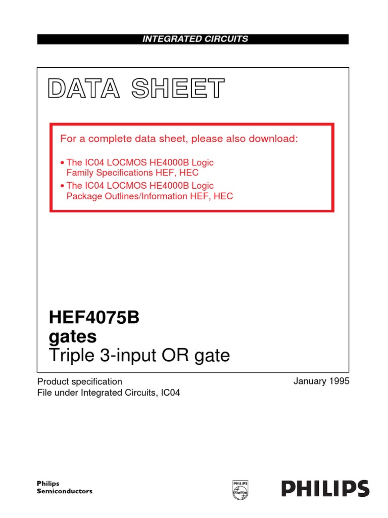 Cmos 4075 Triple or Gate | PDF | Logic Gate | Digital Electronics