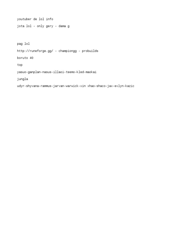 Youtuber de Lol Info Jota Lol - Only Gery - Dama G | PDF