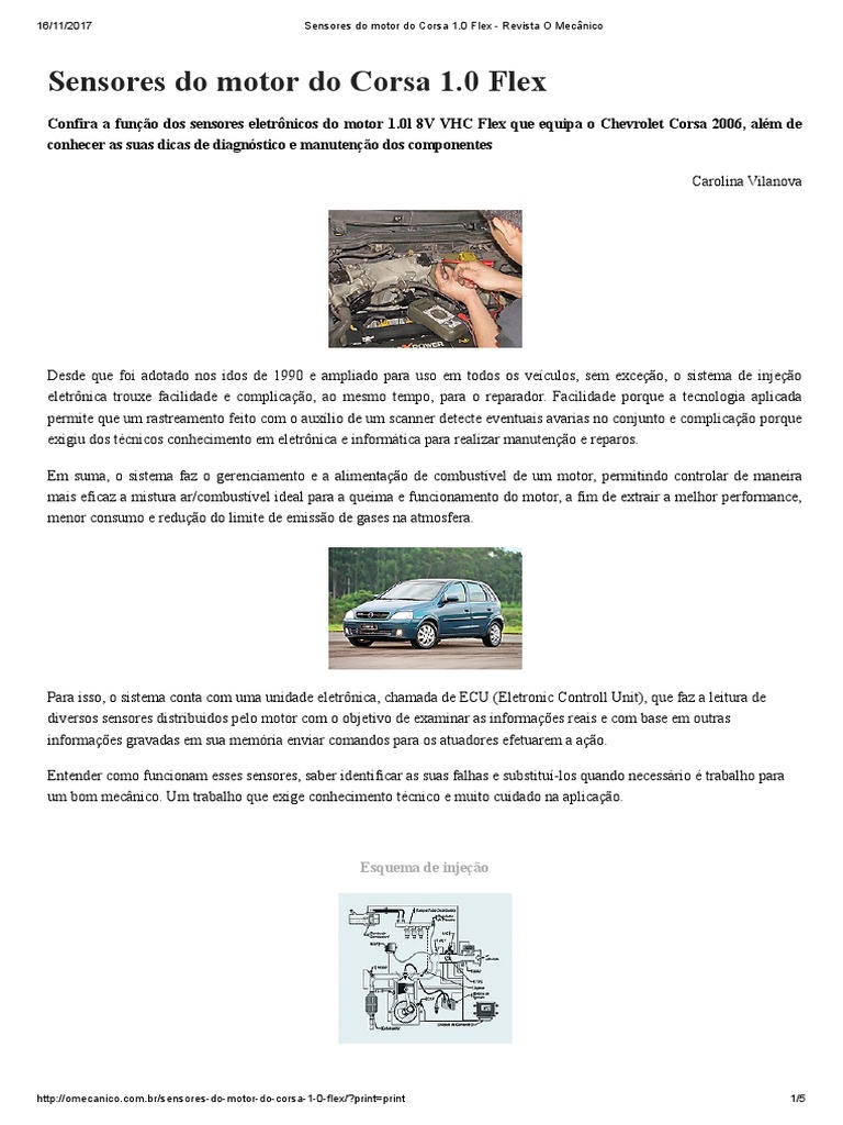 Sensores Do Motor Do Corsa 1 | PDF | Injeção eletrônica | Motores