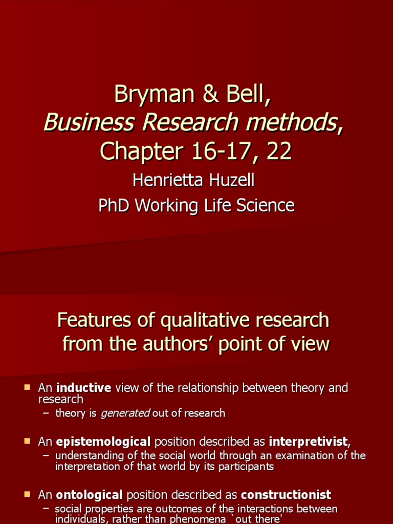Bryman & Bell,, Chapter 16-17, 22 | PDF | Qualitative Research ...