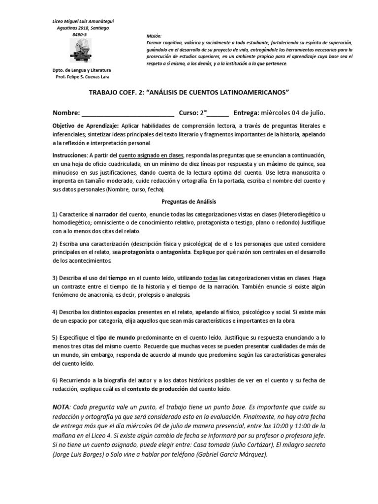 Análisis de Cuentos Latinoamericanos | Cuentos | Narración