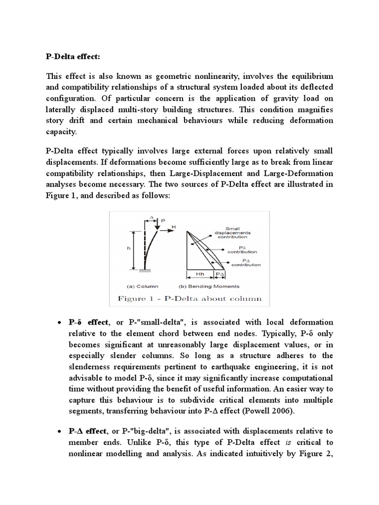 P Delta Effect | PDF | Deformation (Engineering) | Nonlinear System