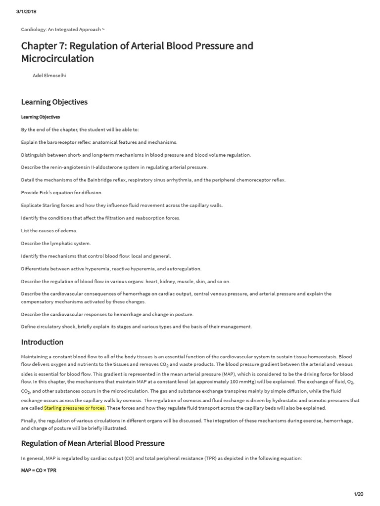 Chapter 7 Regulation of Arterial Blood Pressure and Microcirculation ...