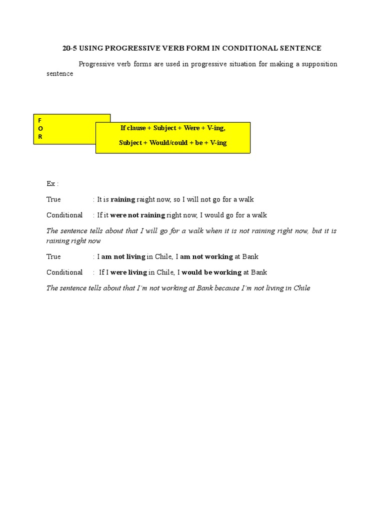 20-5 Using Progressive Verb Form in Conditional Sentence | PDF