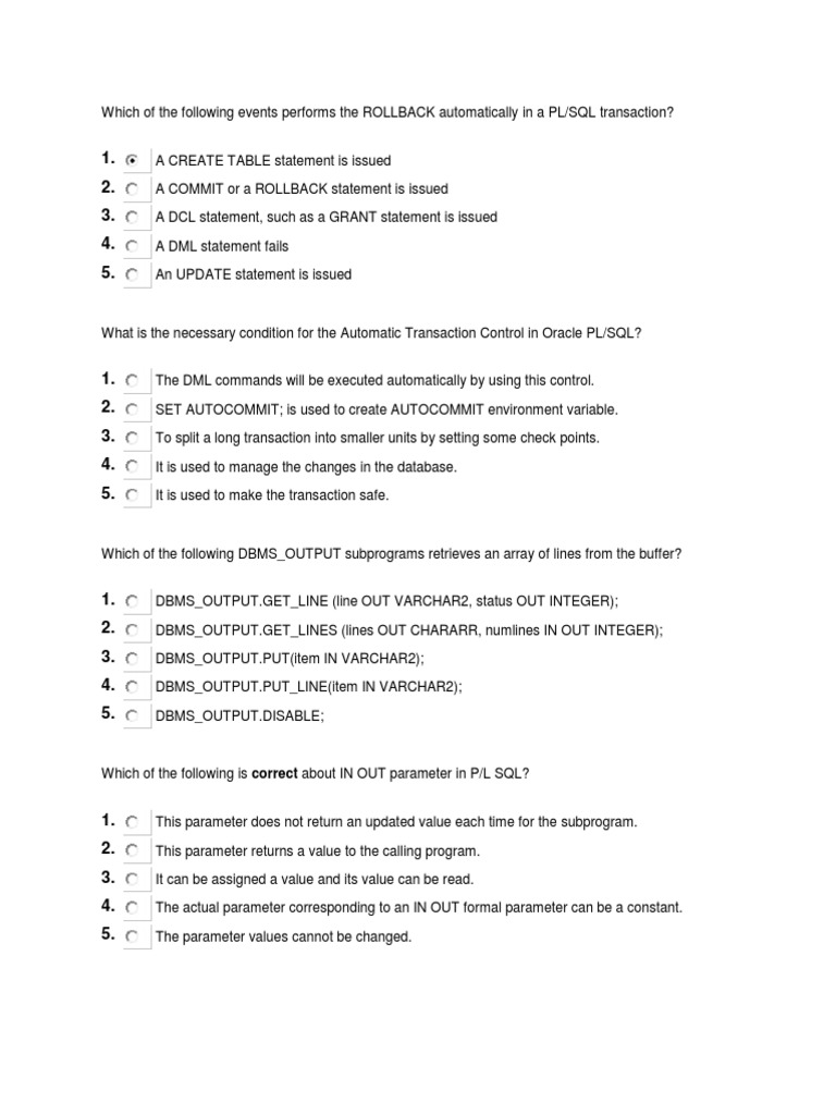 SQL Test 1 | PDF | Pl/Sql | Subroutine