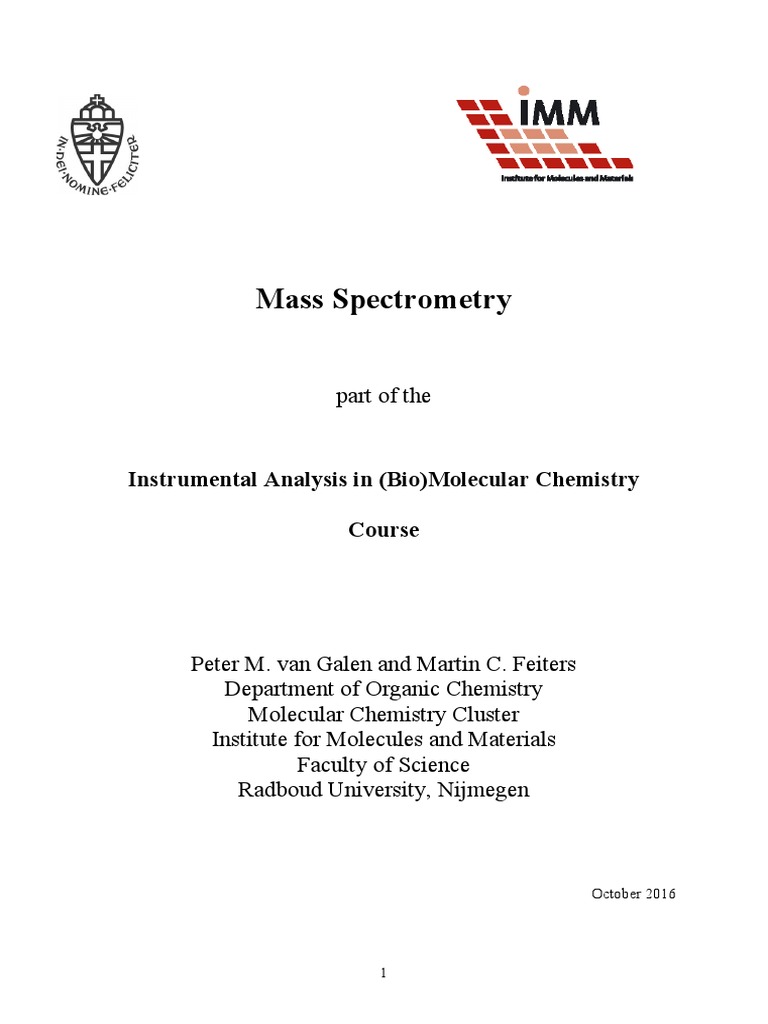 Ms Lecture Notes 161003 MCF PDF | PDF | Mass Spectrometry | Mass To ...