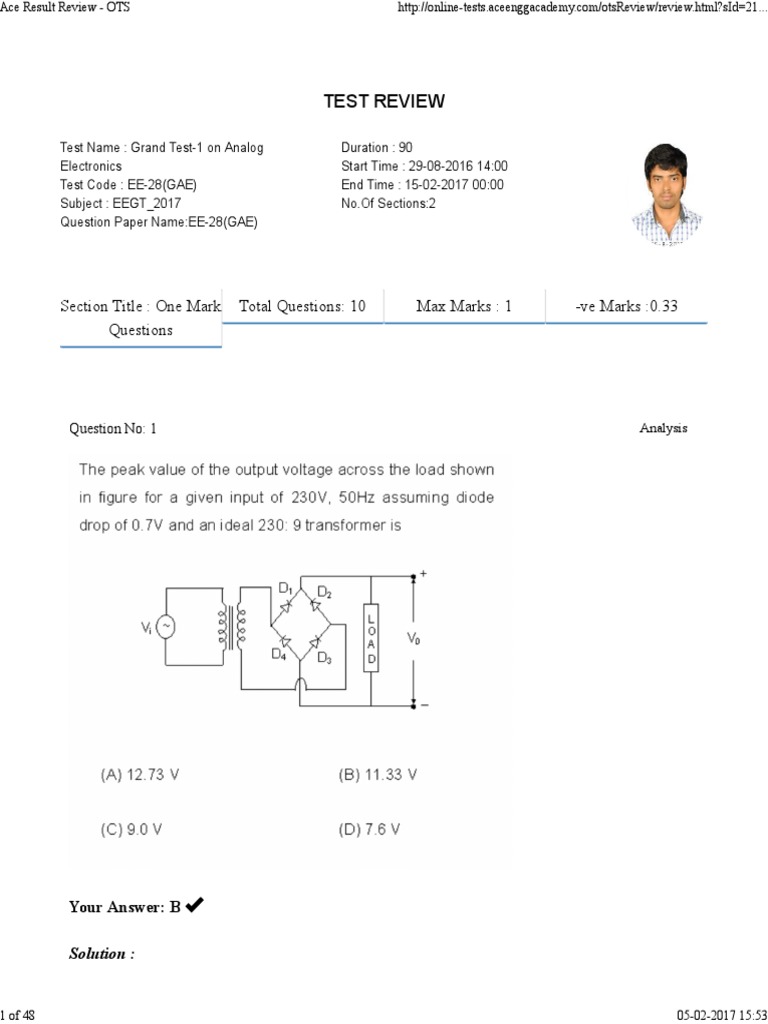 Test Review: Section Title: One Mark Questions Total Questions: 10 Max ...