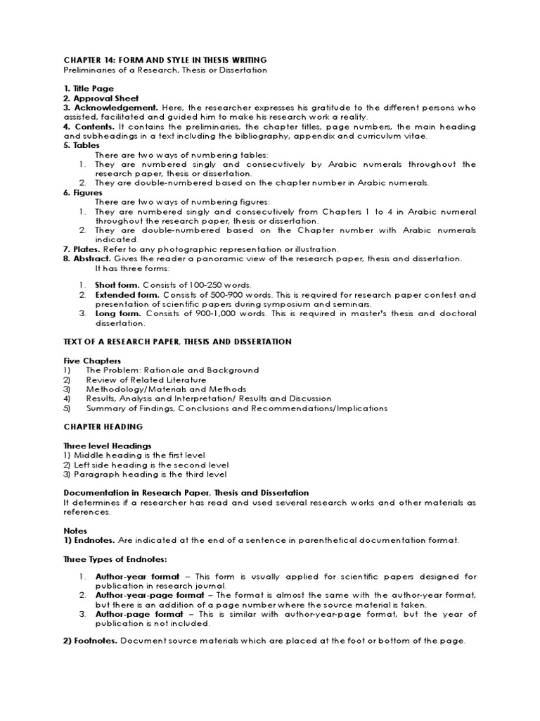 Thesis Writing: Form and Style Guide | PDF | Note (Typography) | Thesis