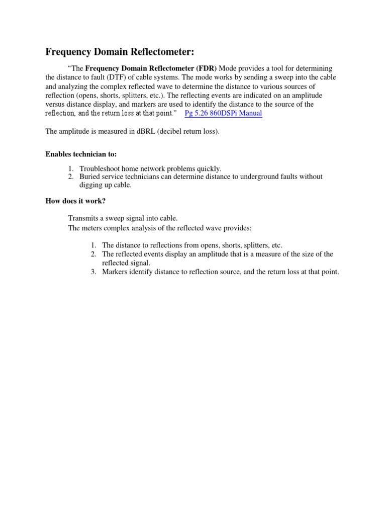 Frequency Domain Reflectometer | PDF | Coaxial Cable | Digital Signal ...