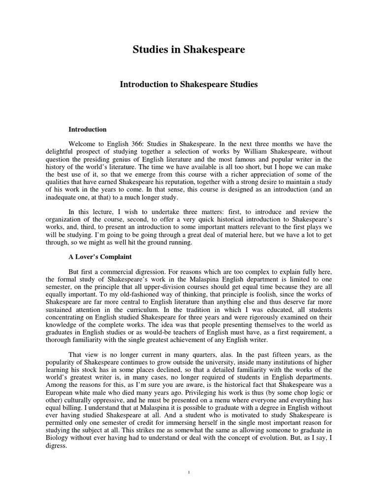 Studies in Shakespeare | Shakespeare Authorship Question | William ...