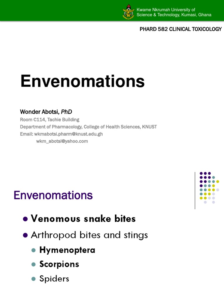 Envenomations: Wonder Abotsi, PHD | PDF | Venom | Snake