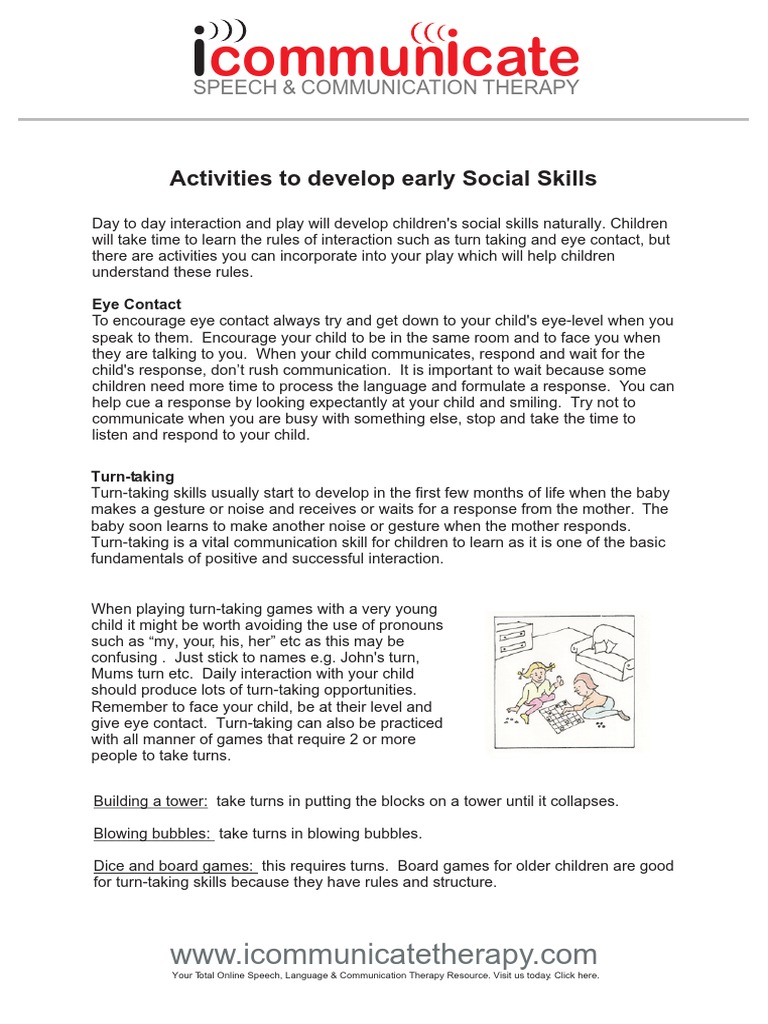 Activities To Develop Early Social Skills | PDF | Child Development ...