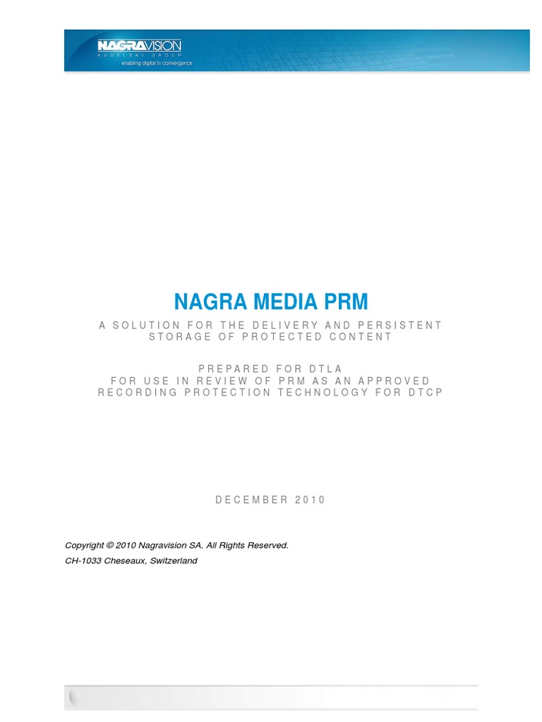 Nagravision PRM Submission To DTLA - V1.0 | PDF | Digital Rights ...