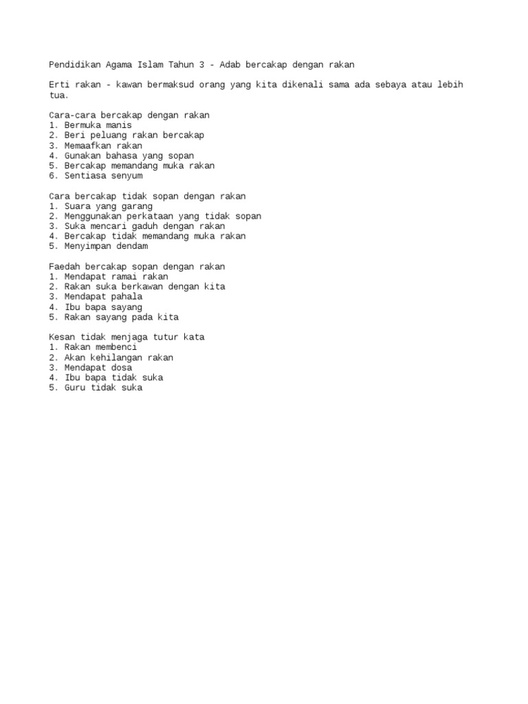 Adab Bercakap T3 | PDF | Kesehatan Holistik