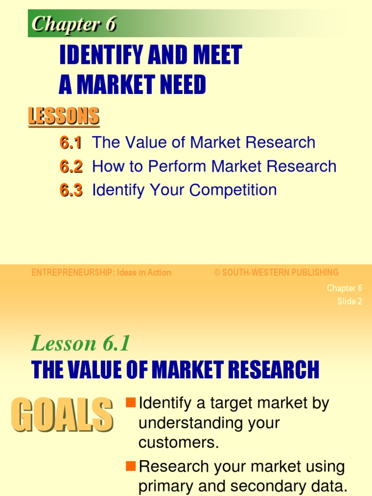 Identify and Meet A Market Need: Lessons | PDF | Entrepreneurship ...