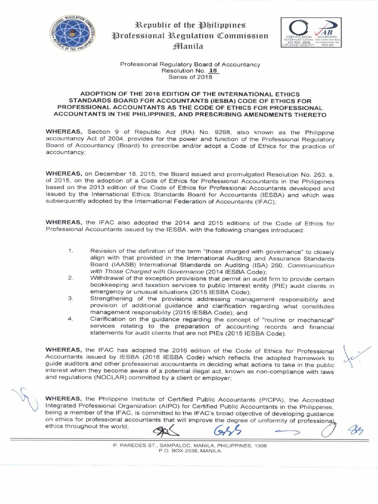 2018 18 Code of Ethics 2016 | PDF