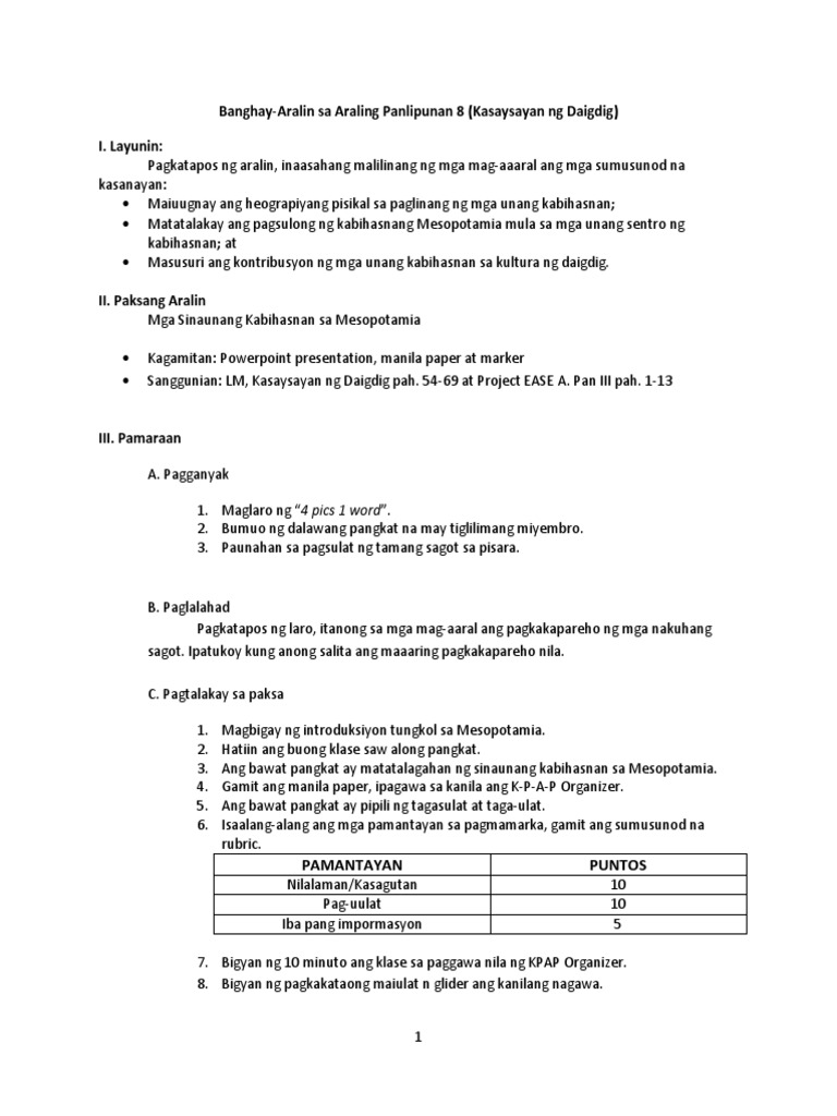 Banghay Aralin Demo Teaching | PDF