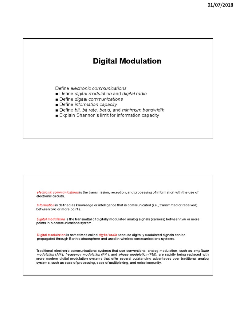 Lecture 2 Digital Modulation PDF | PDF | Modulation | Bit Rate