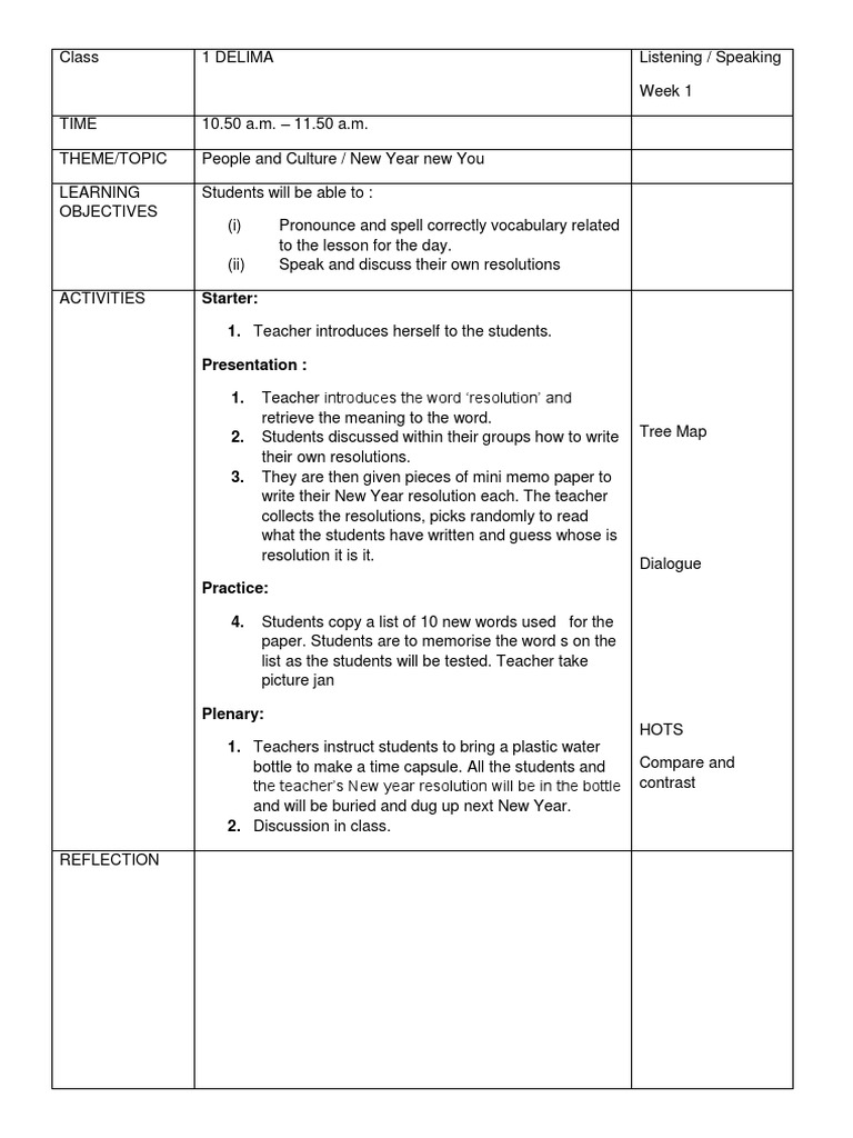 Form 1 English RPH | PDF