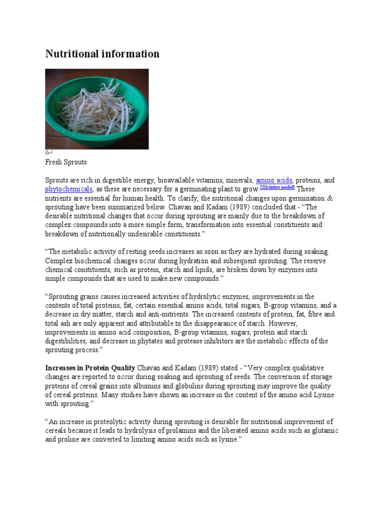 Nutritional Information | PDF | Diet & Nutrition | Nutrition