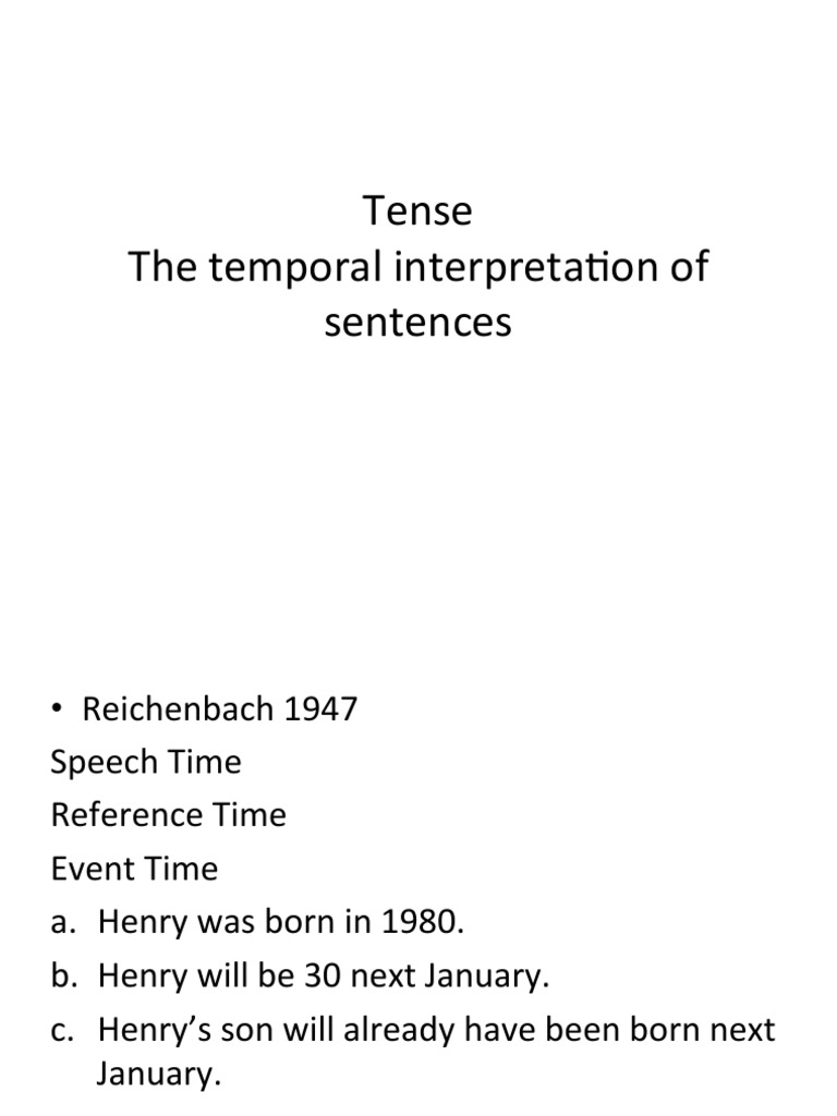 Tense The Temporal Interpreta/on of Sentences | PDF