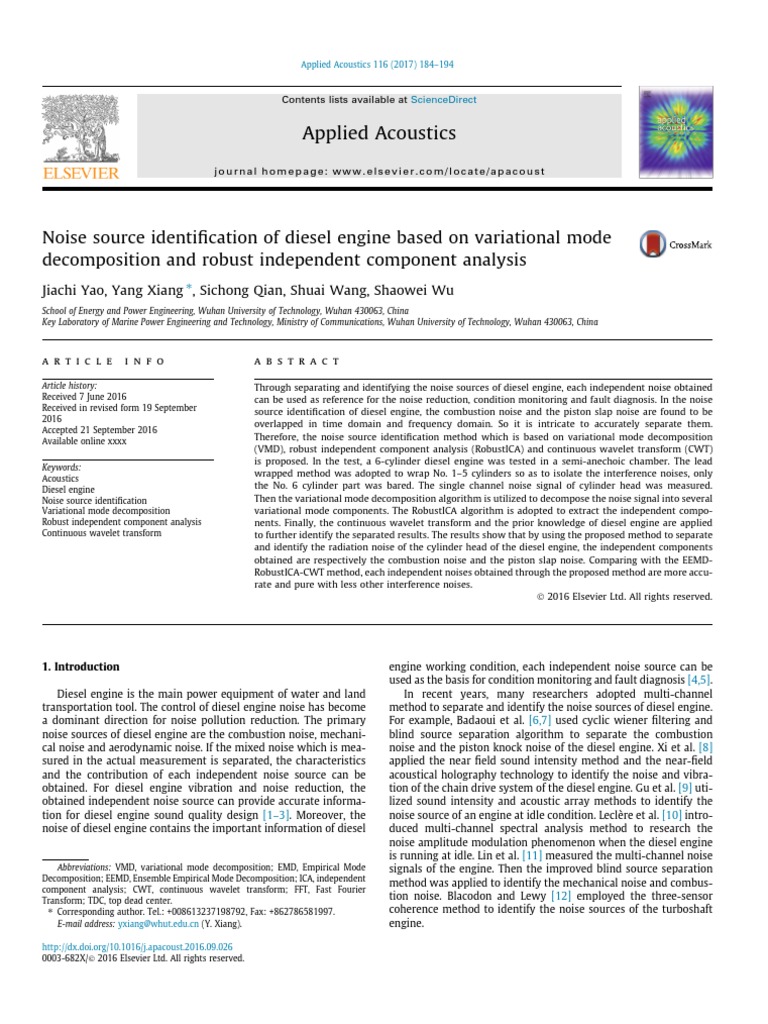 Noise Source Identification of Diesel Engine Based On Vacariational Mode Descomposition and ...