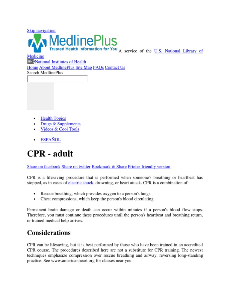 CPR - Adult: Considerations | PDF
